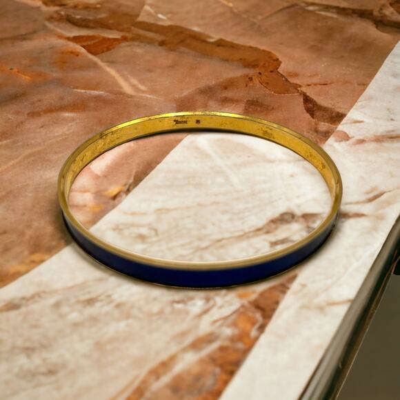 Trifari | Jewelry | Vintage Trifari 94s Gold Blue Bangle Bracelet ...